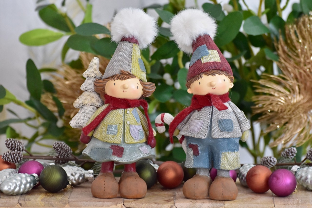 Vánoční postavička holka a kluk, 19 cm | Harasim.info